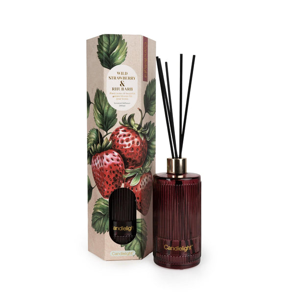 200ml Reed Diffuser - Wild Strawberry & Rhubarb 6PK - Candlelight Home