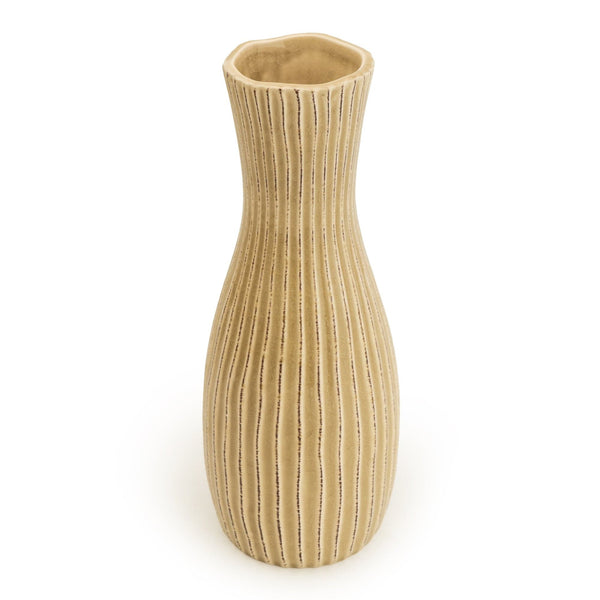 Large Cream Ridged Bottle Vase 36.5CM 1PK - Candlelight Home