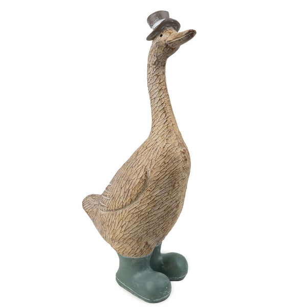 38.5cm Large Duck in Wellies - Green 1PK - Candlelight Home