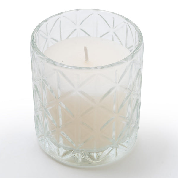Clear Large Chevron Glass Candle Devon Scent 8cm 6PK - Candlelight Home