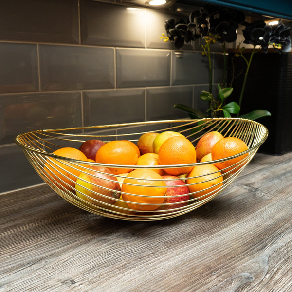 Large Wire Fruit bowl - Gold 1PK - Candlelight Home