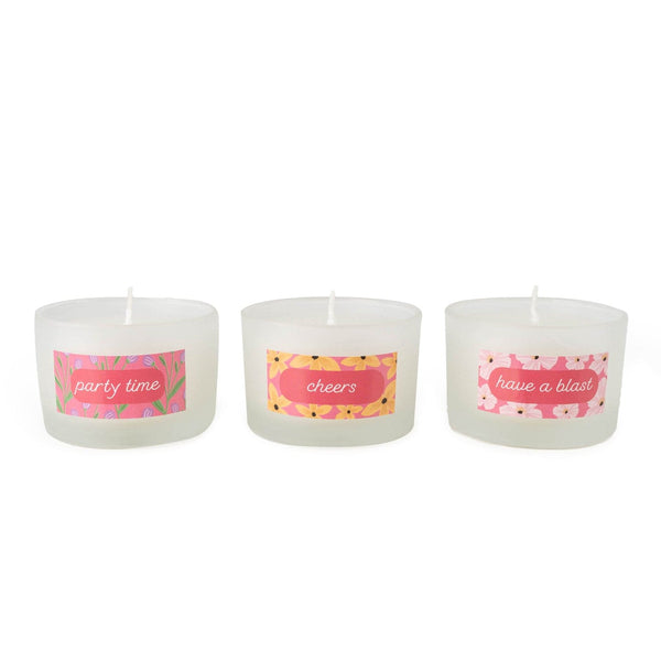Set of 3 Candle Gift Set Celebrations - Floral Pink 4PK - Candlelight Home