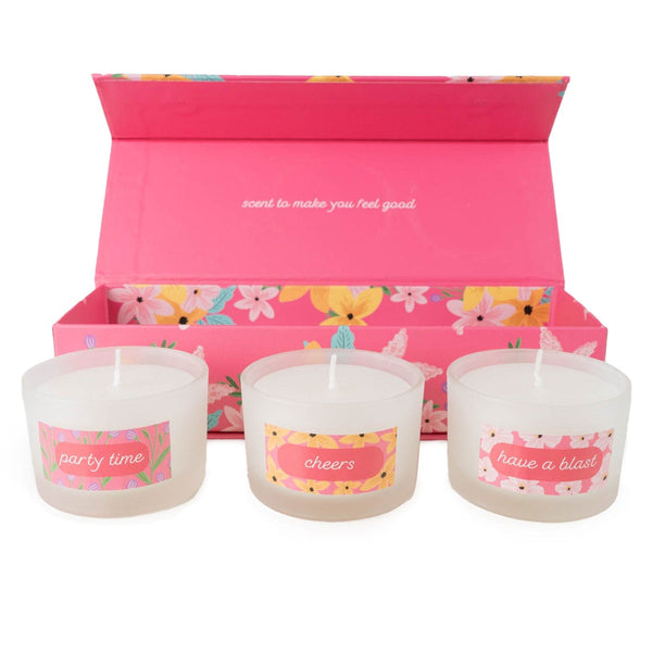Set of 3 Candle Gift Set Celebrations - Floral Pink 4PK - Candlelight Home
