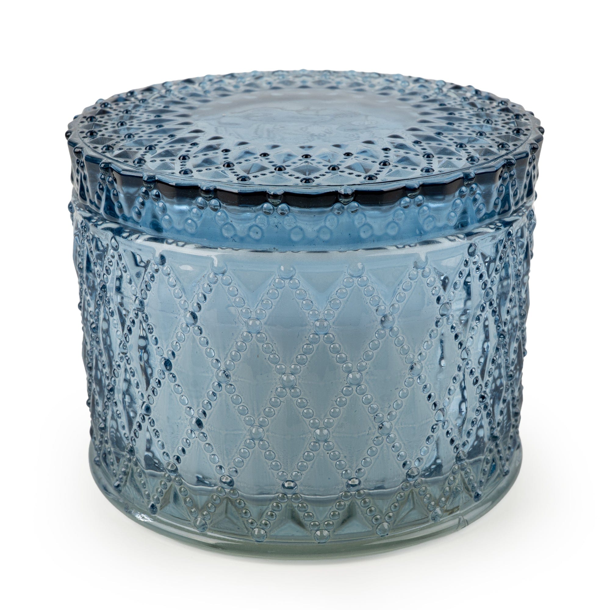 Round Embossed Candle Jar – Tianshui Blue 6pk - Candlelight Home