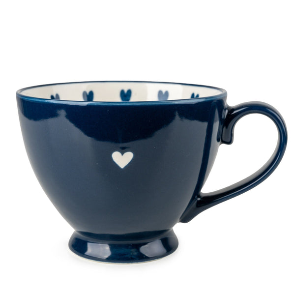 Blue Heart Footed Mug 6PK - Candlelight Home