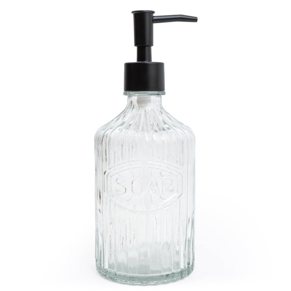 Clear Glass Soap Dispenser With Black Pump 4pk Candlelight Home