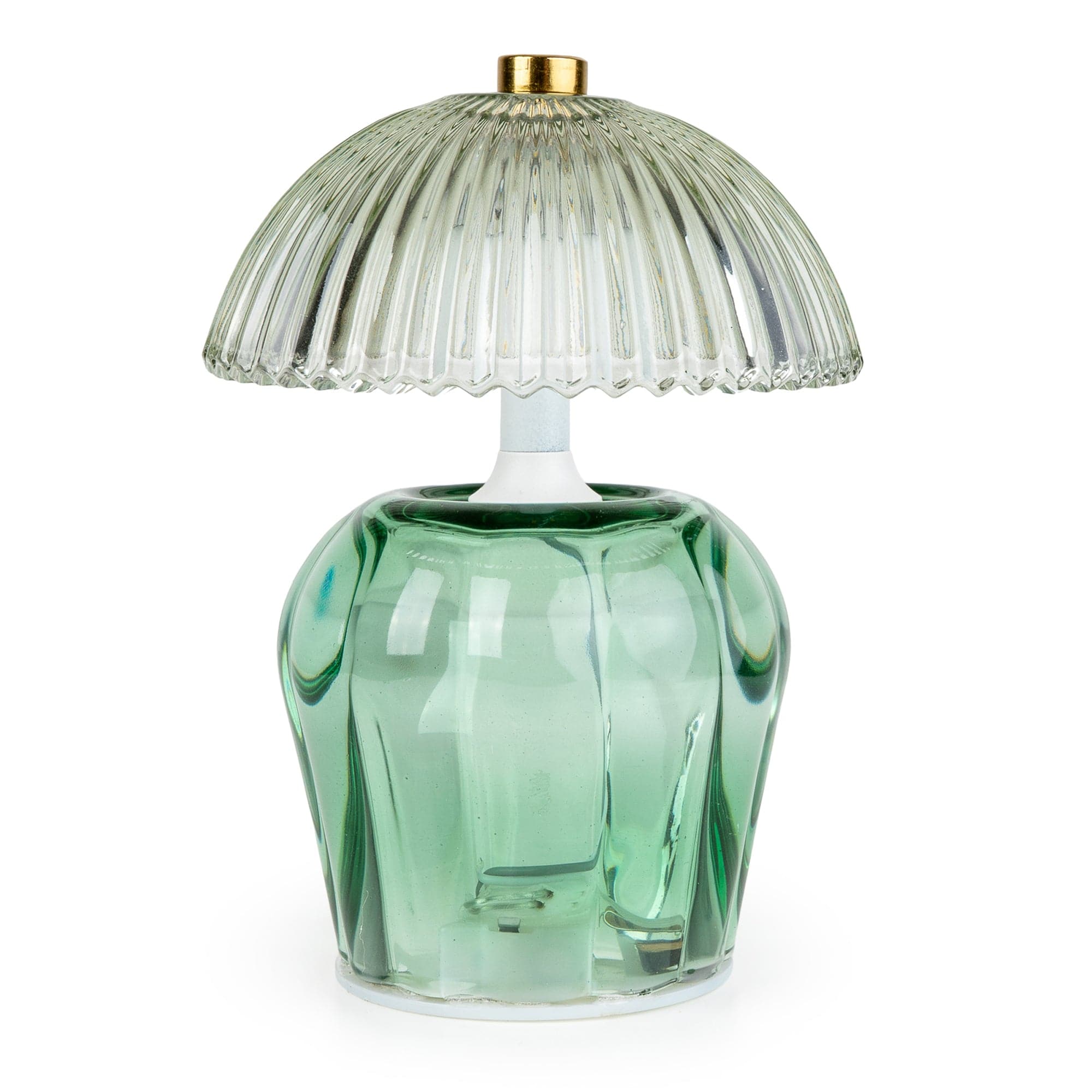 Vintage Ridged Glass LED Table Lamp - Green 1pk - Candlelight Home