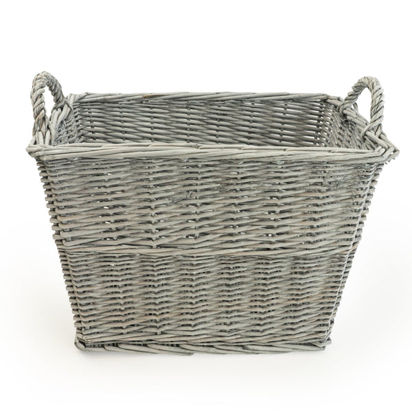 Rectangular Wicker Log Basket - Grey 42cm 10PK - Candlelight Home