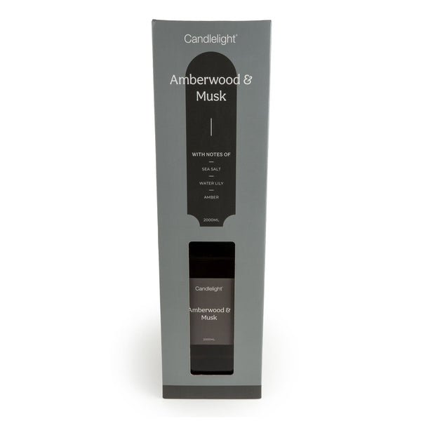 2000ml Square Reed Diffuser - Amberwood & Musk 1pk - Candlelight Home