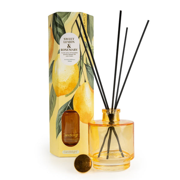 200ml Reed Diffuser - Sweet Lemon & Rosemary 6pk - Candlelight Home