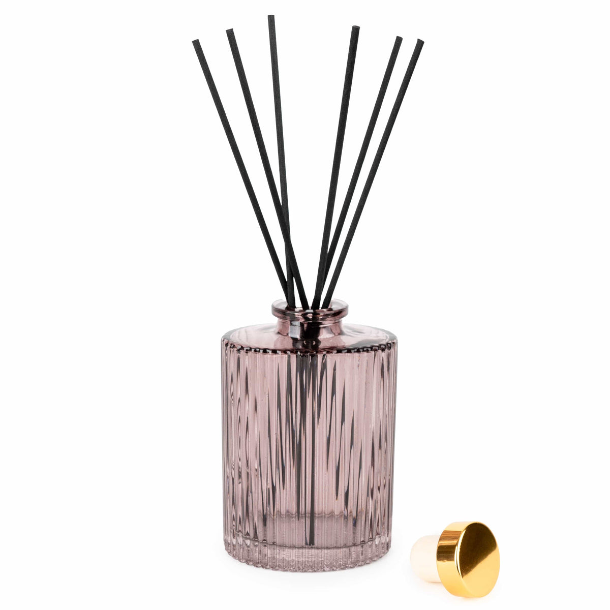 200ml Ridged Reed Diffuser - Glass Garden Plum 6PK - Candlelight Home