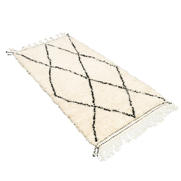 Small Berber Rug Cream with Black Cross Design 1PK - Candlelight Home