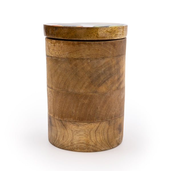 Handcrafted Orange Blossom Small Wooden Storage Jar White 16cm 6PK ...