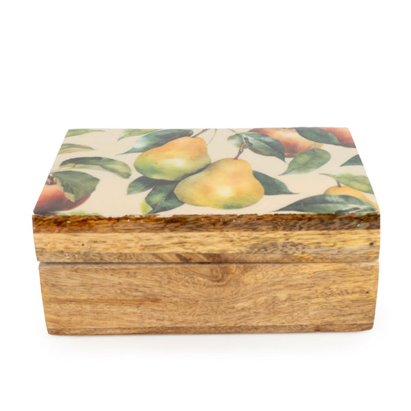 Mango Wood Trinket Box - Apples & Pears 4PK - Candlelight Home