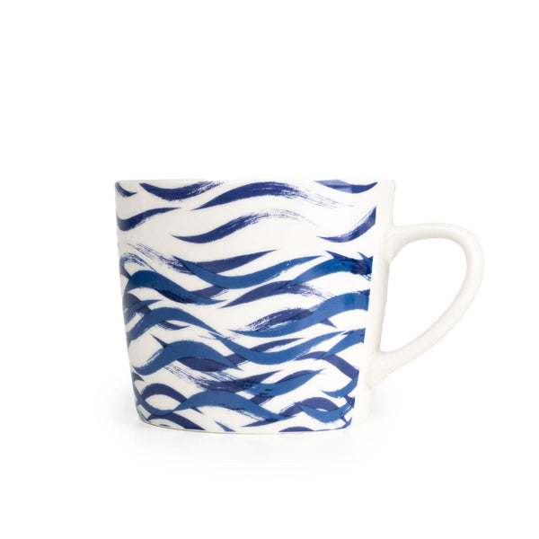 Wide Conical Mug - Blue Sea Waves 6PK - Candlelight Home