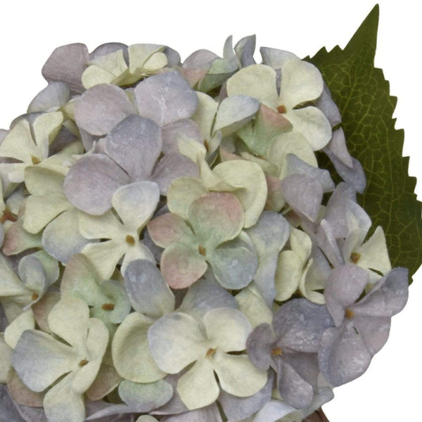 Single Hydrangea Faux Stem Two Tone 46cm - Green and Blue 10PK - Candlelight Home