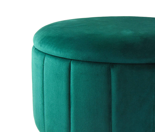 Round Metal Storage Ottoman in Emerald Green 1PK - Candlelight Home
