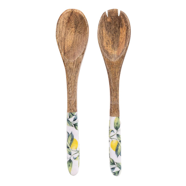 Handcrafted Lemon Set of 2 Wooden Fork and Spoon 6PK - Candlelight Home